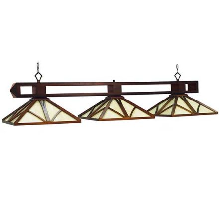 Wooden 3 Light Square Shade Pool Table Light - BilliardLux